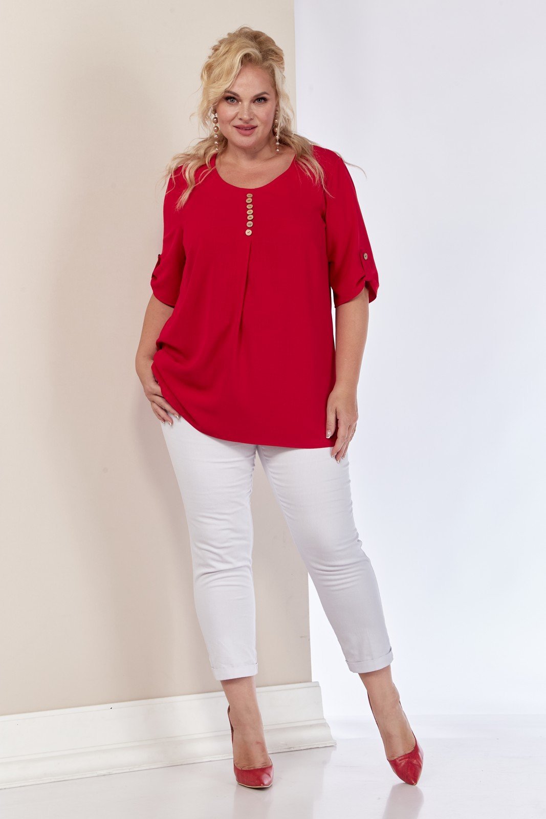 Блузка 4053 красный Shetti купить в интернет магазине | в наличии